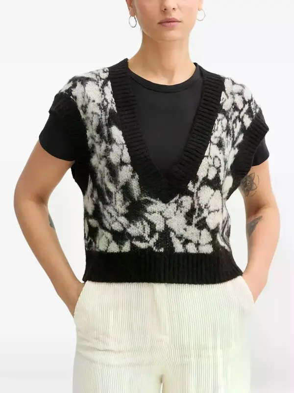 BENETTON Floral-pattern V-neck Sweater