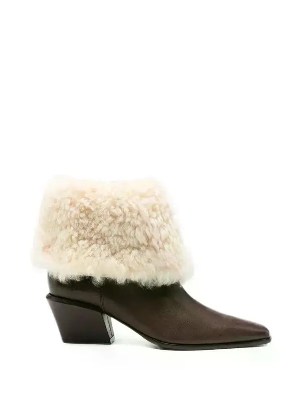 Paris Texas Bettina Shearling-trim Ankle Boots - Brown
