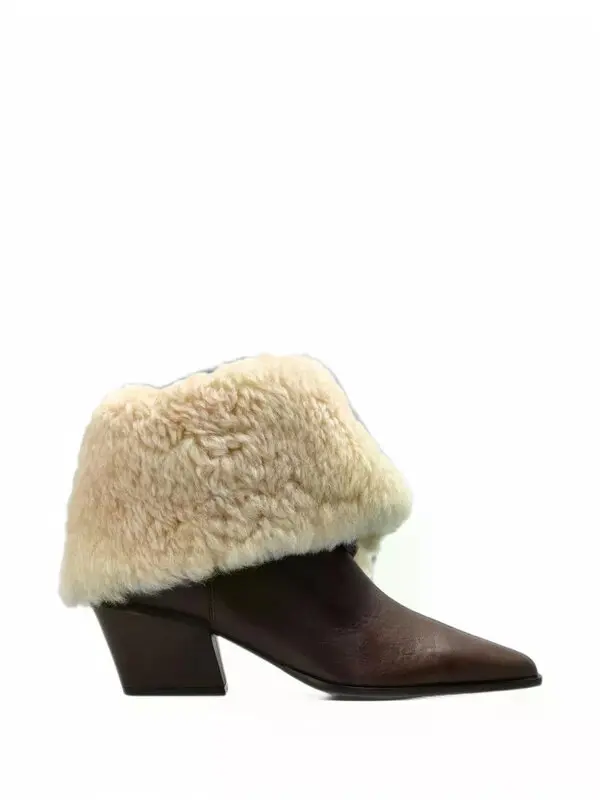 Paris Texas Bettina Shearling-trim Ankle Boots - Brown