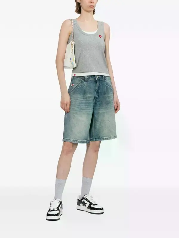 AAPE BY *A BATHING APE Fade Pleated-detail Denim Short - Black
