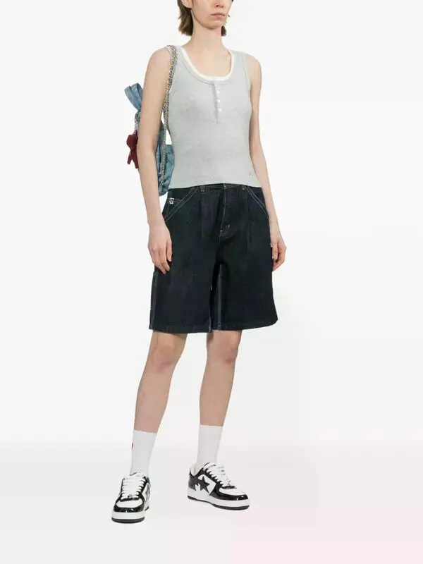 AAPE BY *A BATHING APE Pleated Contrast-stitch Denim Shorts