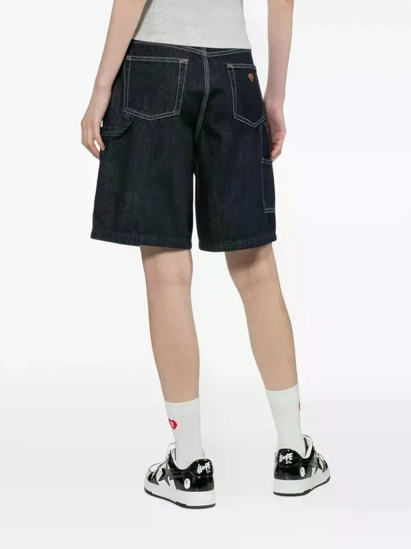 AAPE BY *A BATHING APE Pleated Contrast-stitch Denim Shorts