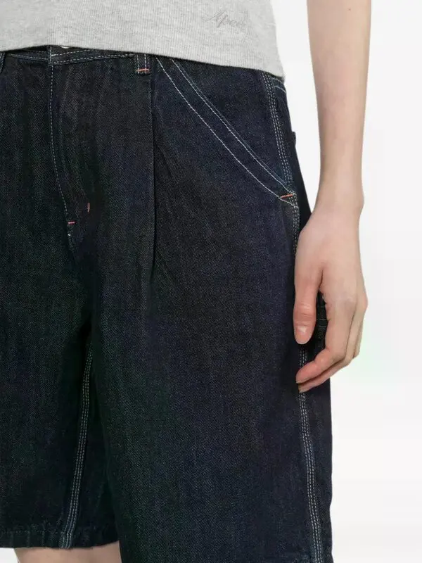 AAPE BY *A BATHING APE Pleated Contrast-stitch Denim Shorts