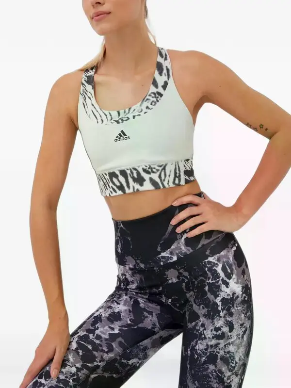 Adidas Animal-print Sports Bra - Green