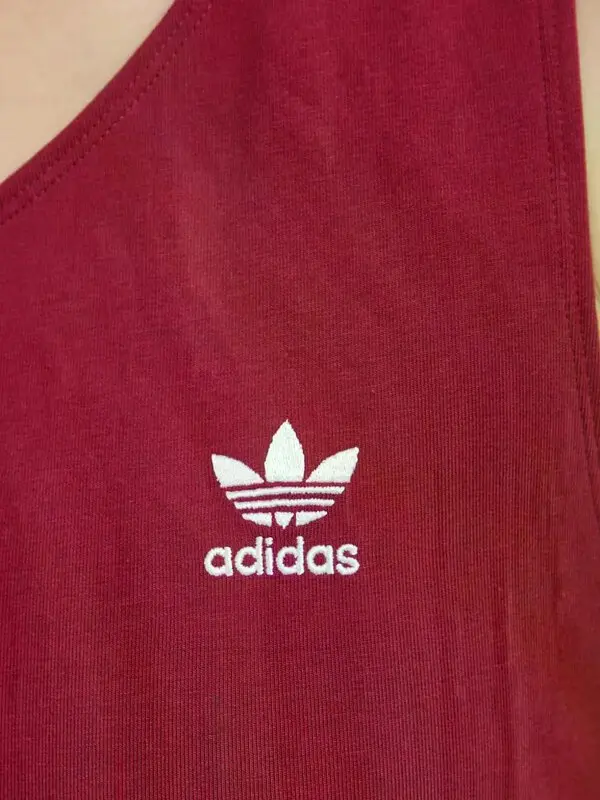 Adidas Trefoil Cutout Long Sleeve Dress - Red