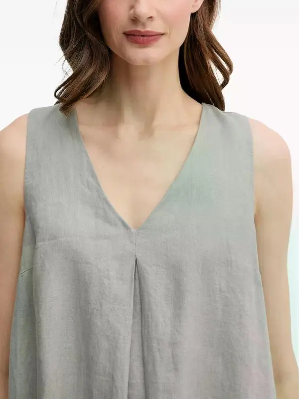 BENETTON V-neck Linen Midi Dress - Grey