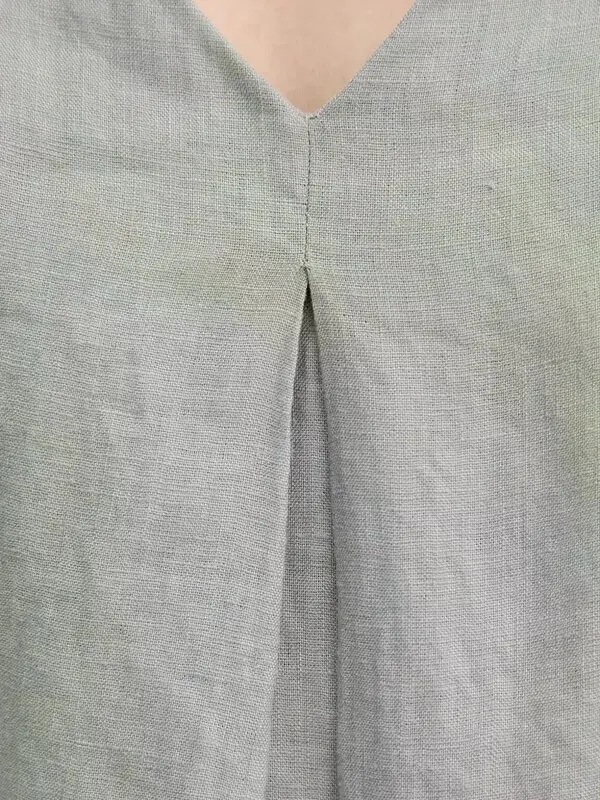 BENETTON V-neck Linen Midi Dress - Grey