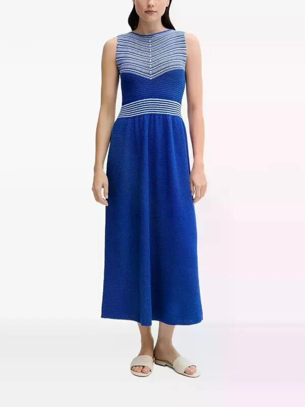 BENETTON Striped Crochet-knit Midi Dress