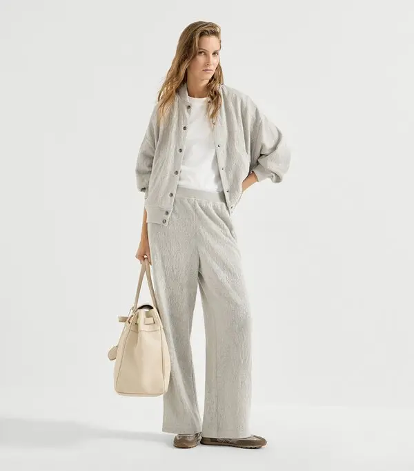 Brunello Cucinelli Sparkling Lace Jersey Bomber Jacket