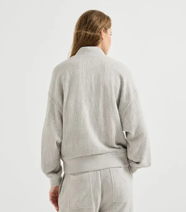 Brunello Cucinelli Sparkling Lace Jersey Bomber Jacket