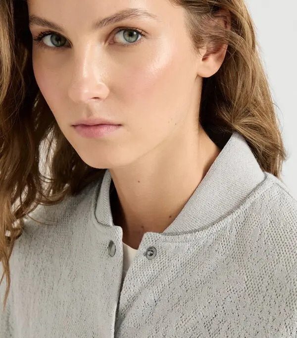 Brunello Cucinelli Sparkling Lace Jersey Bomber Jacket