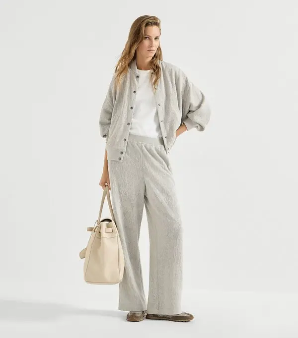 Brunello Cucinelli Sparkling Lace Jersey Track Pants
