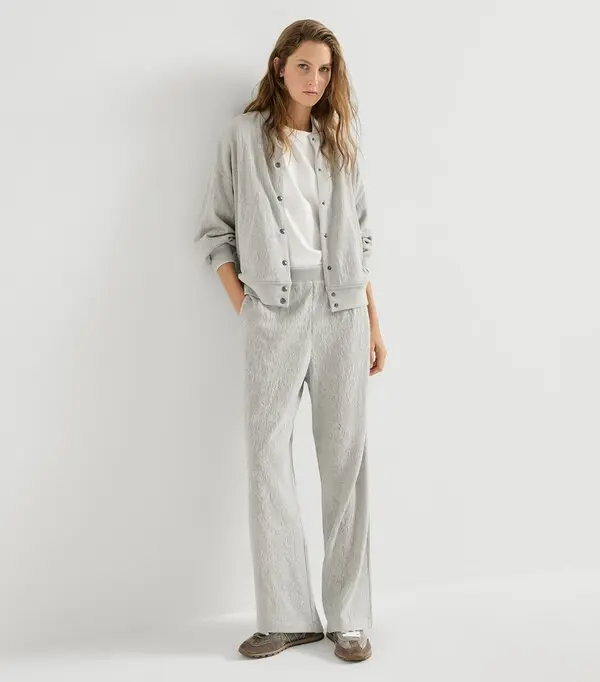 Brunello Cucinelli Sparkling Lace Jersey Track Pants