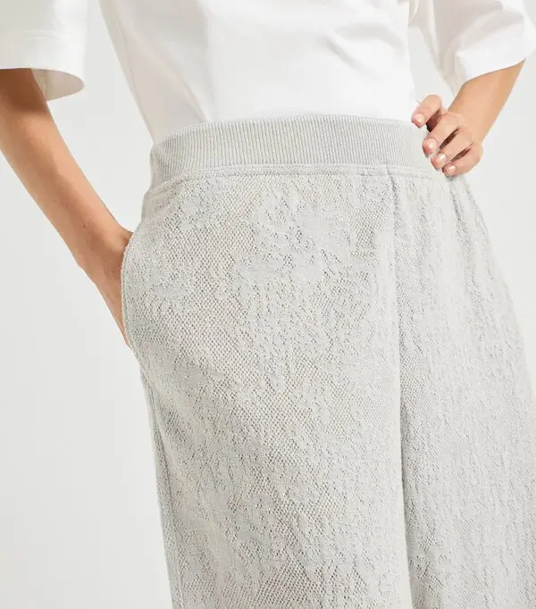 Brunello Cucinelli Sparkling Lace Jersey Track Pants