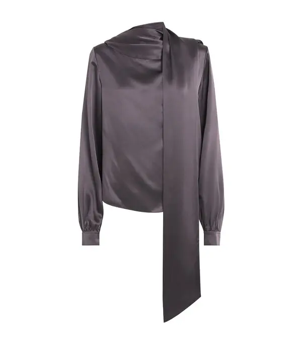 Acne Studios Silk Long-sleeve Scarf Blouse