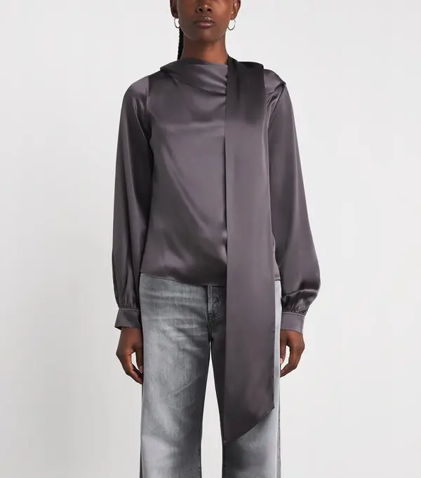 Acne Studios Silk Long-sleeve Scarf Blouse