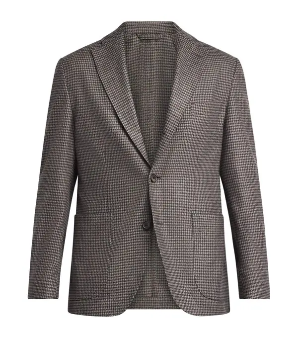 Eton Cotton Houndstooth Single-breasted Blazer