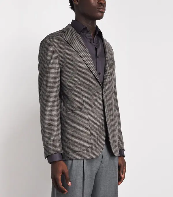 Eton Cotton Houndstooth Single-breasted Blazer
