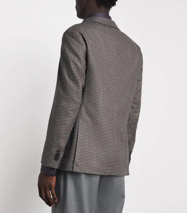 Eton Cotton Houndstooth Single-breasted Blazer