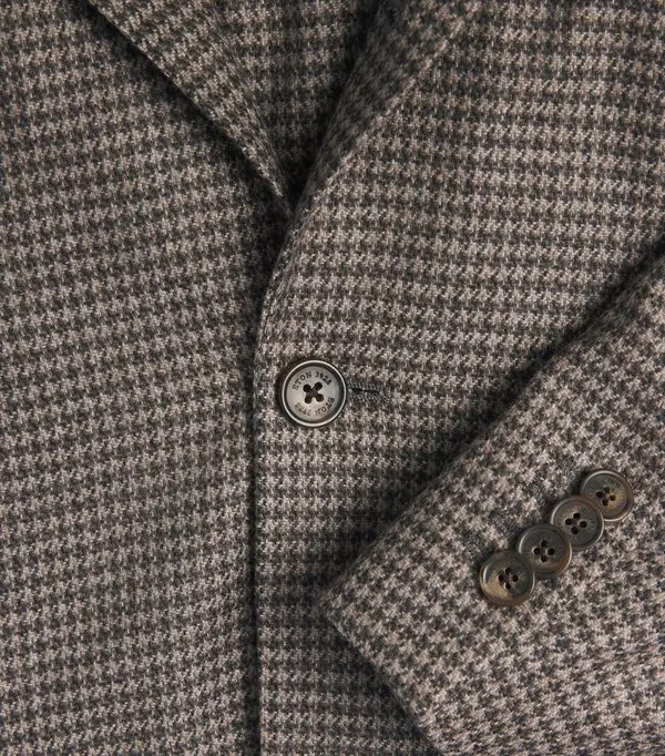 Eton Cotton Houndstooth Single-breasted Blazer