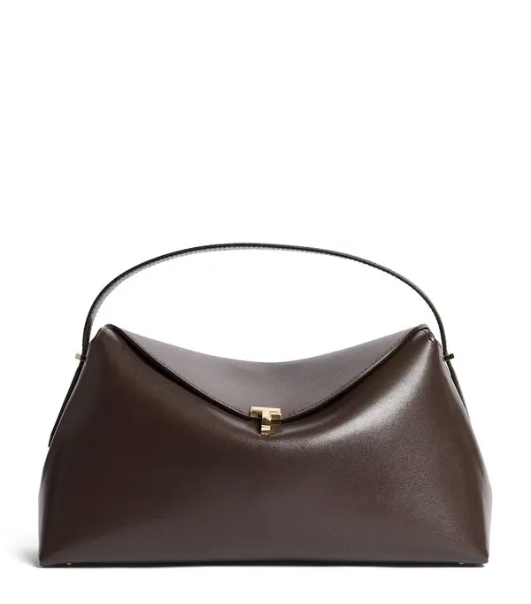 TOTEME Large Leather T-lock Top-handle Bag - Brown