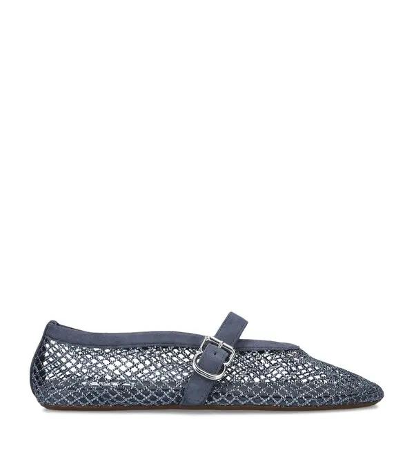 Alaïa Suede Mesh Ballet Flats - Blue