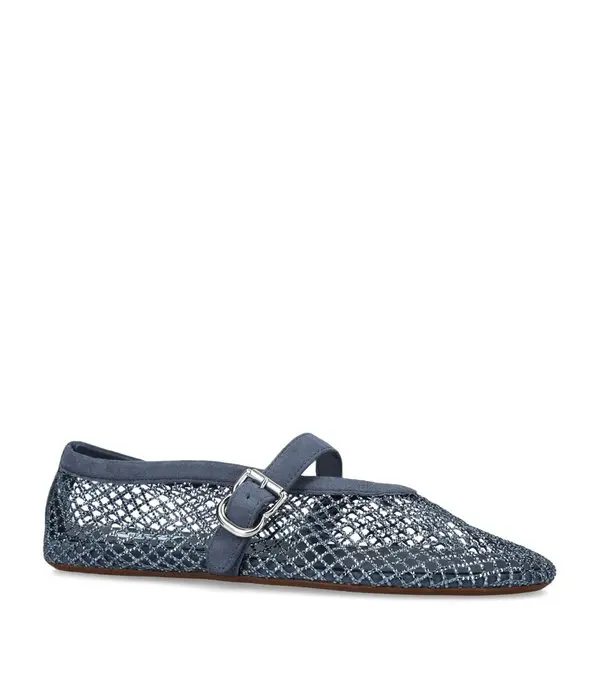 Alaïa Suede Mesh Ballet Flats - Blue