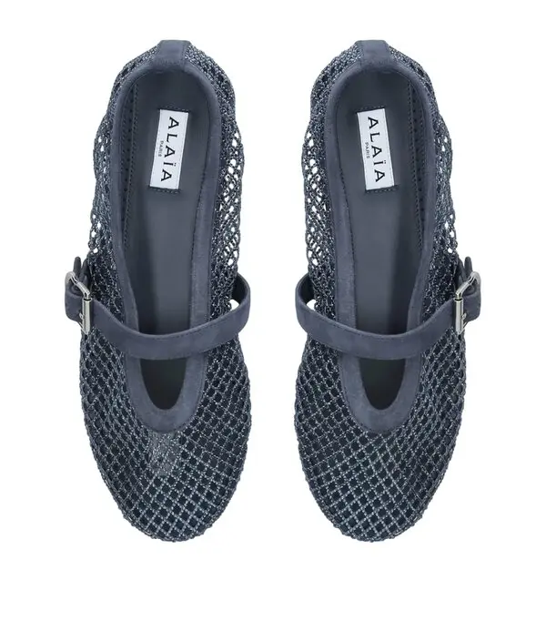 Alaïa Suede Mesh Ballet Flats - Blue