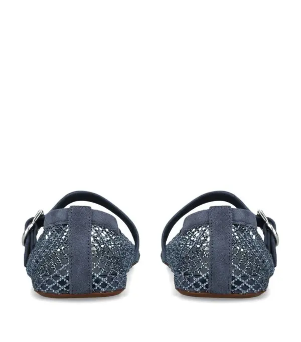 Alaïa Suede Mesh Ballet Flats - Blue