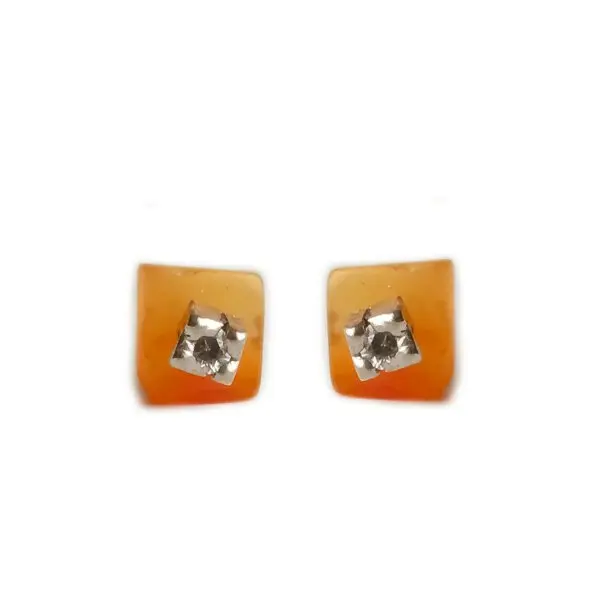 LILY FLO JEWELLERY Carnelian Lab Grown Diamond Stud Earrings