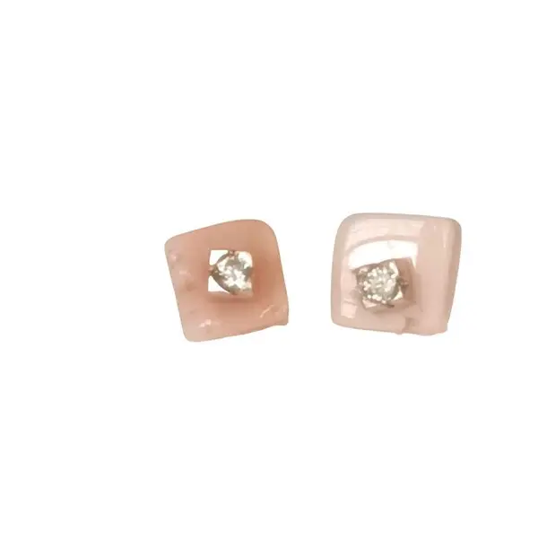 LILY FLO JEWELLERY Opal Square Diamond Studs - Pink
