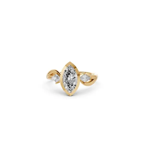 AYA FINE JEWELRY Harlow Marquise & Kite Lab Grown Diamond Three-stone Engagement Ring In Gold - Yellow