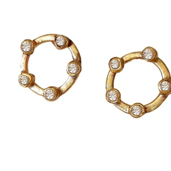 LILY FLO JEWELLERY 5 Bezel Diamond Circle Earrings - Gold