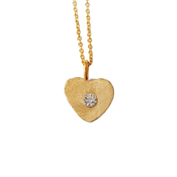LILY FLO JEWELLERY Heart Necklace In Solid With A Lab Diamond Centre