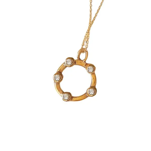LILY FLO JEWELLERY 5 Diamond Bezel Set Circle Necklace