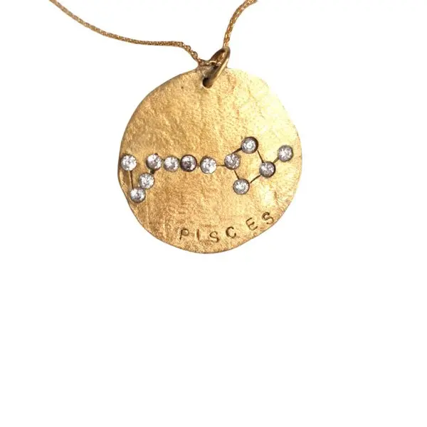 LILY FLO JEWELLERY Pisces Solid & Diamond Pendant Necklace - Gold