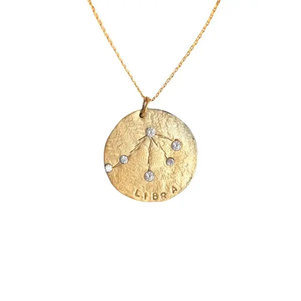 LILY FLO JEWELLERY Libra Solid & Diamond Pendant Necklace - Gold