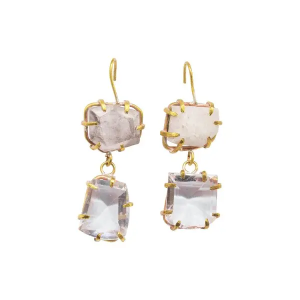 LILY FLO JEWELLERY Aurora Moonstone & Rock Crystal Drop Earrings - White