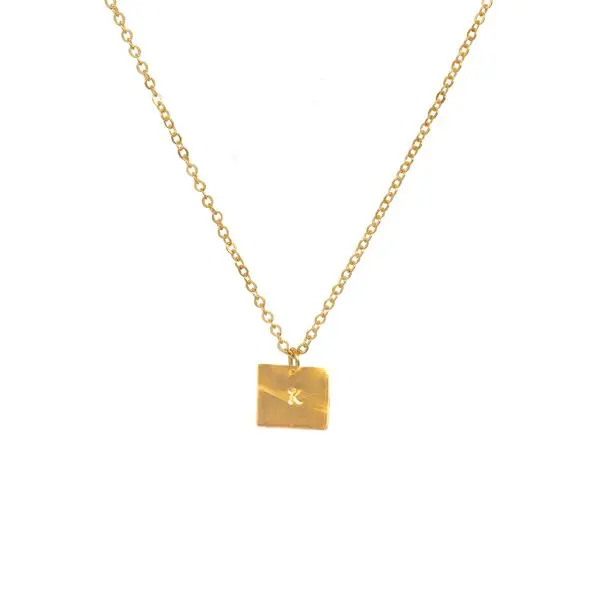 LILY FLO JEWELLERY Solid Gold Square Necklace With Initial