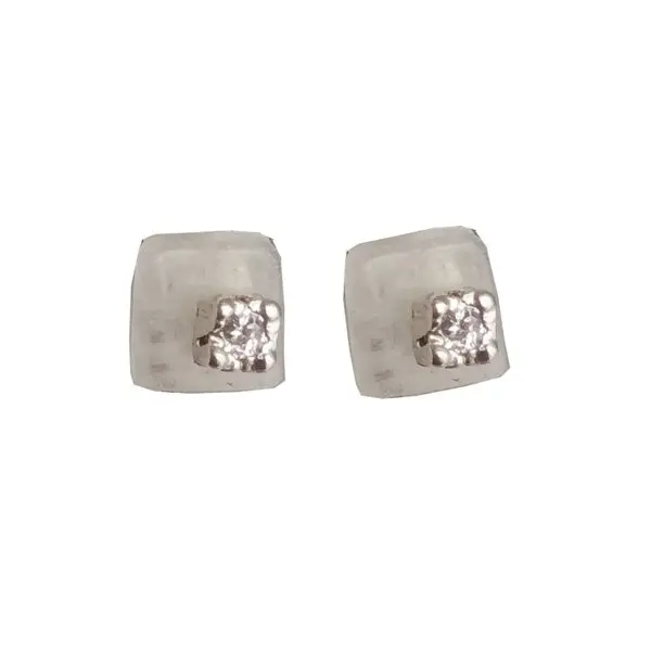LILY FLO JEWELLERY Rainbow Moonstone Lab Grown Diamond Stud Earrings