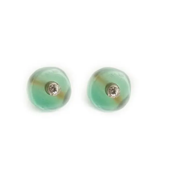 LILY FLO JEWELLERY Green Onyx Lab Grown Diamond Stud Earrings
