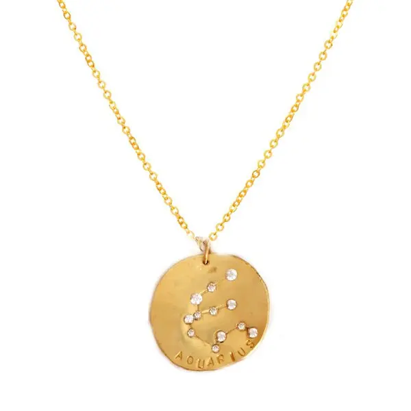 LILY FLO JEWELLERY Aquarius Solid & Diamonds Disc Necklace