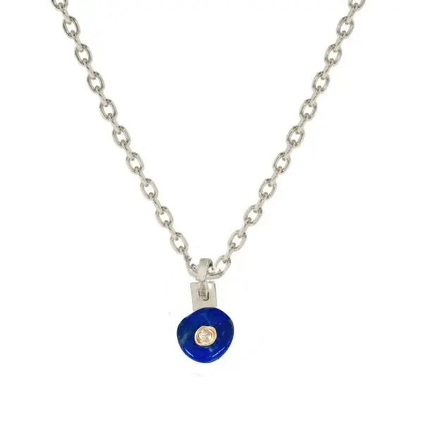 LILY FLO JEWELLERY Lapis Lazuli Round Diamond Necklace