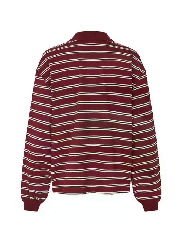 ROTATE BY BIRGER CHRISTENSEN Striped Long-sleeve Polo Shirt - Red