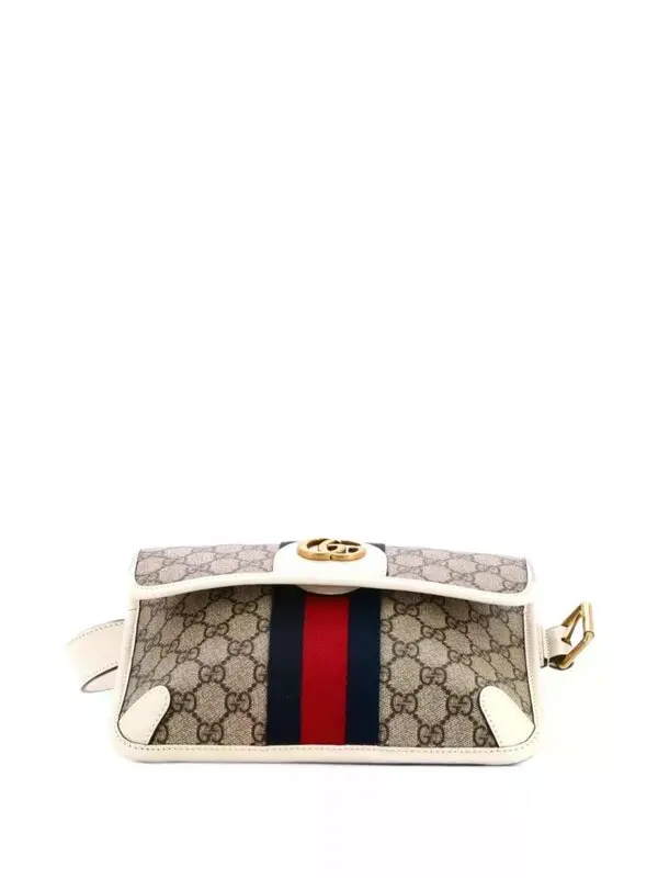 Gucci Ophidia Web Flap Gg Coated Canvas With Leather Belt Bag