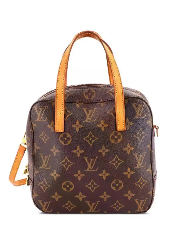 LOUIS VUITTON Spontini Handbag Monogram Canvas Satchel - Brown