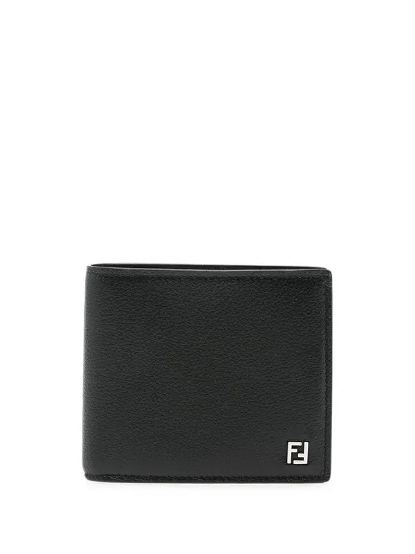 Fendi Pebbled Leather Ff Bi-fold Wallet - Black
