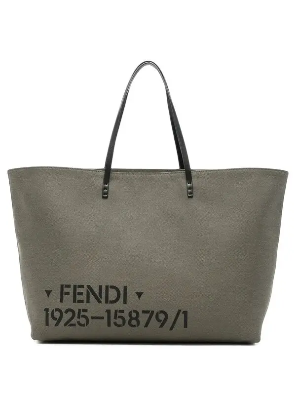 Fendi Large Canvas Roll Bag With Stencil Print - Green