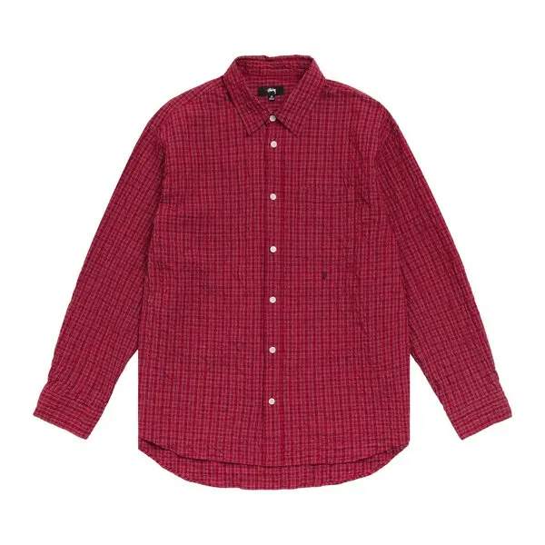 StÜssy Standard Crinkle Shirt 'burgundy Check