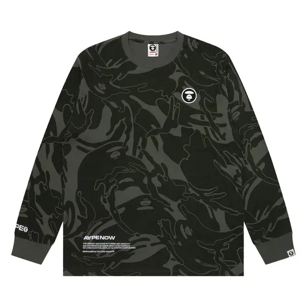 AAPE Moonface Patch Camo Long-sleeve Tee 'khaki/multi